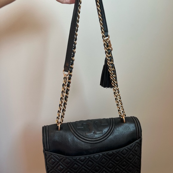 Tory Burch | Bags | Used Black And Gold Tory Burch Fleming Bag | Poshmark